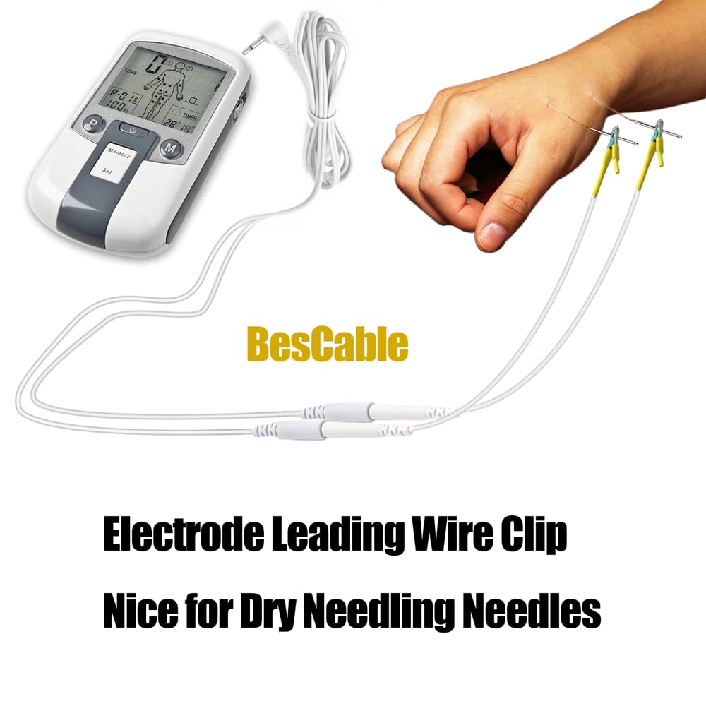 Electrode Wire for Dry Needling Needles - BesCable 20pcs TENS Leading Wires with Alligator Clips for TENS Unit Physiotherapy Machine - 2.0mm Pin Female to Alligator Clip Cable