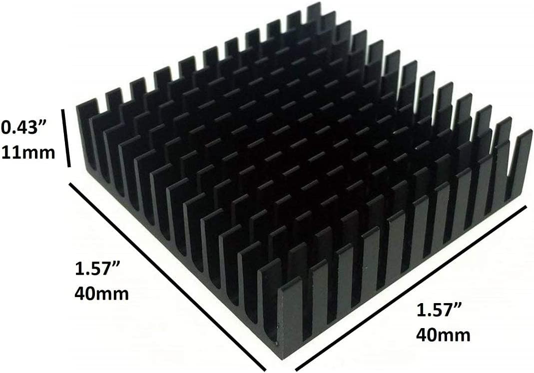 Easycargo 40mm Heatsink Kit 40x40x11mm + 3M8810 Thermal Conductive Adhesive Tape, Cooler Aluminum Heat Sink for Cooling 3D Printer Stepper Motor TEC1-12706 Thermoelectric Peltier Module 40mmx40mmx11mm