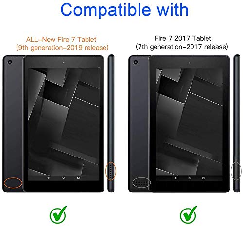 For All-New Fire 7 2019/2017 (9th Gen, 7th Gen) Case,Cherrry Heavy-Duty Rugged Kickstand Series - Shockproof Hybrid Three Layer Armor Kids Case Cover For Amazon All-New Fire 7 2019 (Black/Black)