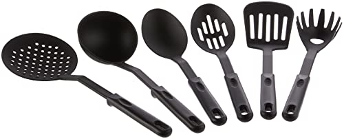 BELLA Cookware Set, 12 Piece Pots and Pans with Utensils, Nonstick Scratch Resistant Cooking Surface Compatible with All Stoves, Nylon and Aluminum, Cream