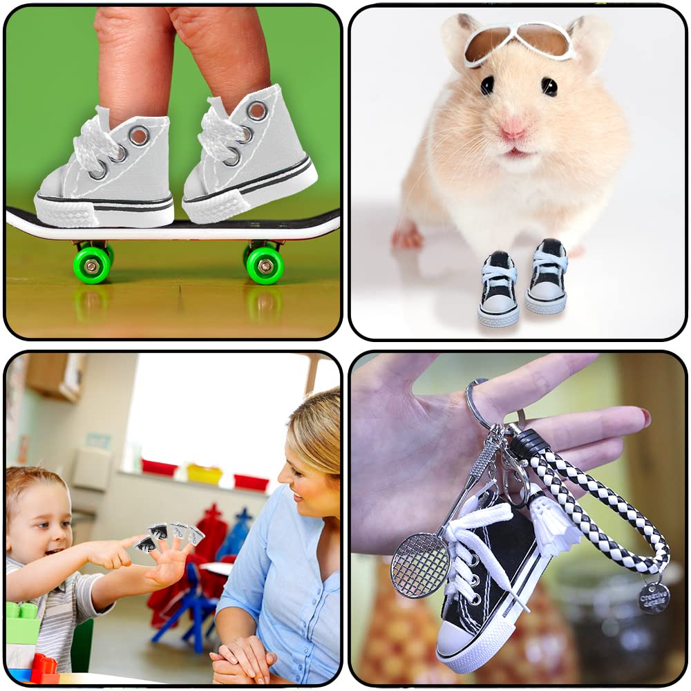 YUJUN 2 Pairs Mini Finger Shoes Fingerboard Skateboard Shoes Doll Mini Shoes Keychains Sneakers for Finger Breakdance Birds (2 Colors)