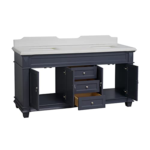Kitchen Bath Collection Elizabeth 72-inch Double Bathroom Vanity (Quartz/Marine Gray): Includes Marine Gray Cabinet with Stunning Quartz Countertop Countertop and White Ceramic Sinks
