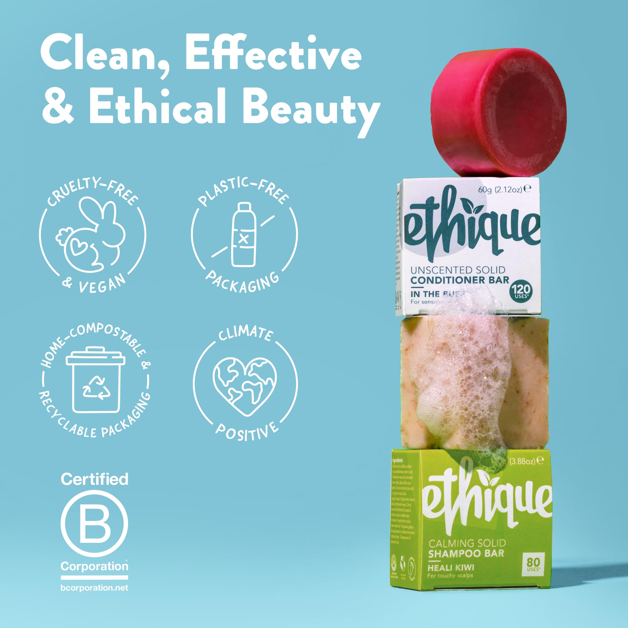 Ethique Wonderbar- Lightweight Solid Conditioner Bar for Oily to Balanced Hair - Vegan, Eco-Friendly, Plastic-Free, Cruelty-Free, 2.12 oz (Pack of 1)