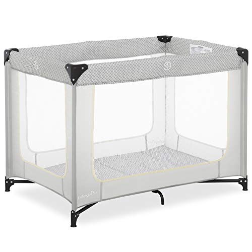Dream On Me Zoom Portable Playard in Light Grey, Lightweight, Packable and Easy Setup Baby Playard, Breathable Mesh Sides and Soft Fabric - Comes with a Removable Padded Mat