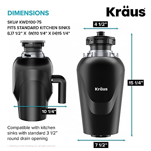 KRAUS Kore™ Workstation 33-inch Undermount 16 Gauge Double Bowl Stainless Steel Kitchen Sink with Accessories (Pack of 8) with WasteGuard™ Continuous Feed Garbage Disposal, KWU112-33-100-75MB