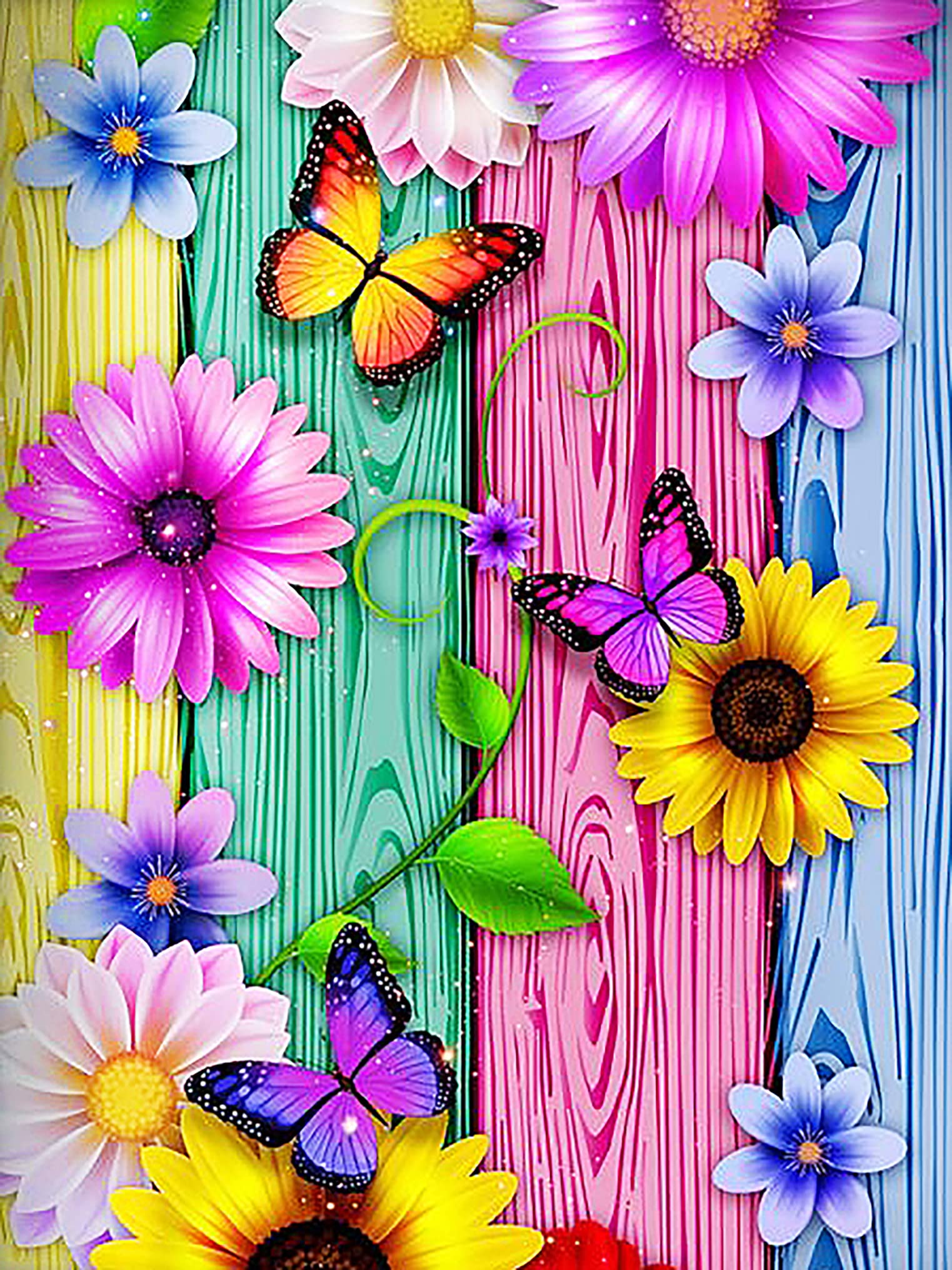 Butterfly Diamond Painting Kits,Diamond Art Kit for Adults,5D Diamond Dots Full Drill Round for Parents-Children Interrction,Wall Decor,Gift,Relaxing(12x16")