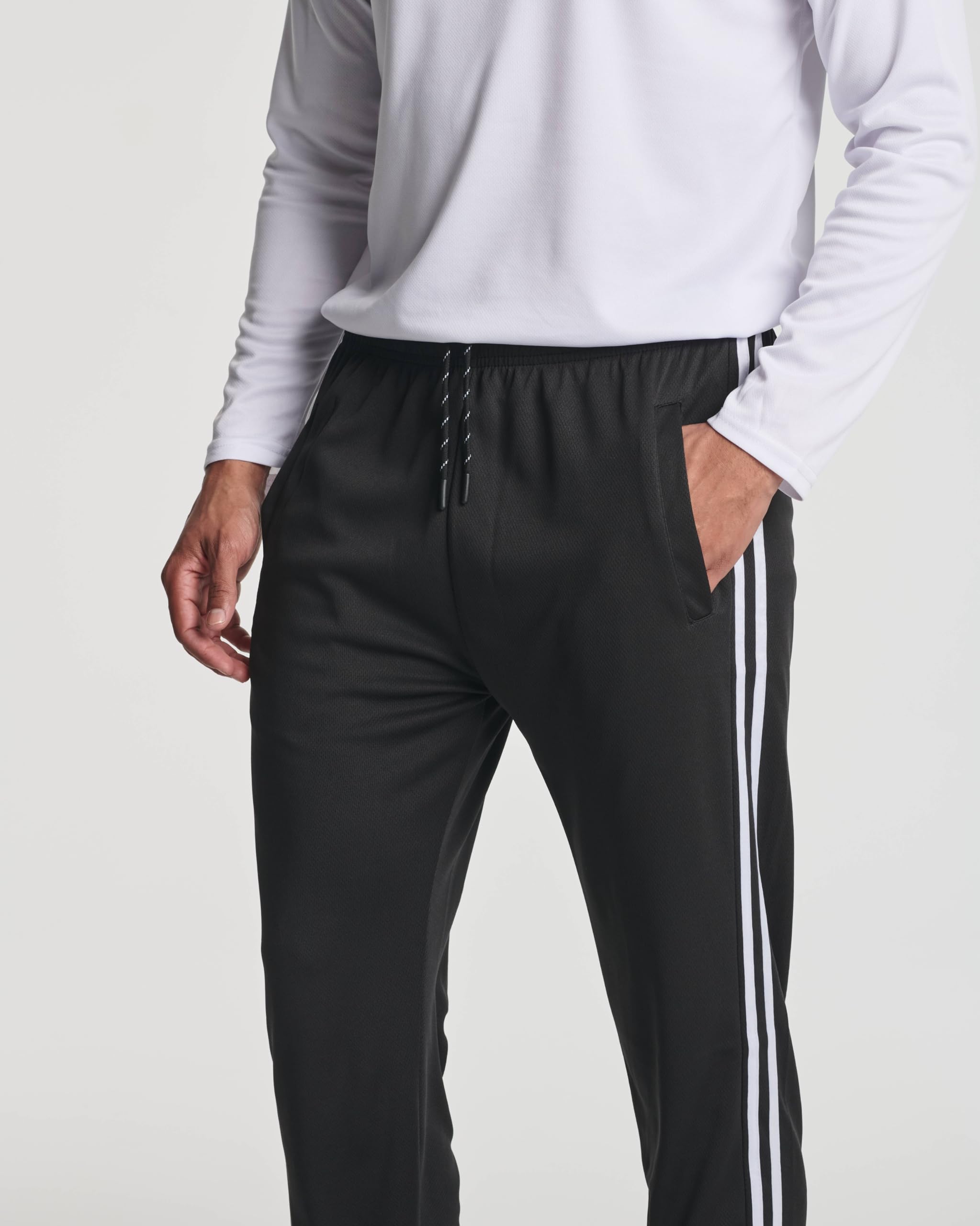3 Pack Mens Joggers Tech Mesh Active Sports Athletic Training Soccer Track Gym Running Slim Fit Tiro Tapered Casual Jogger Terry Quick Dry Dri Fit Sweatpants Pockets Elastic Hiking Bottom- Set 5, L