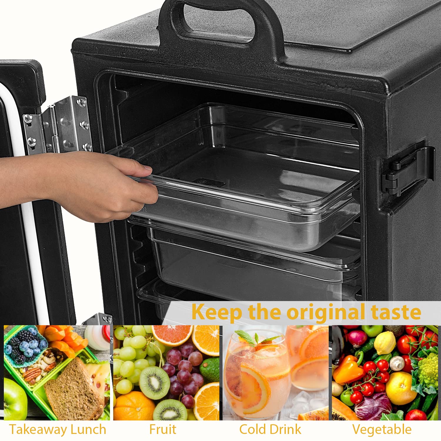 ARLIME 2PCS Insulated Food Pan Carrier, End-Loading Insulated for 5 Full-Size Pans, Food-Grade LLDPE Material, 81 Quart Portable Food Warmer, Ideal for Canteen and Restaurant Use, Black