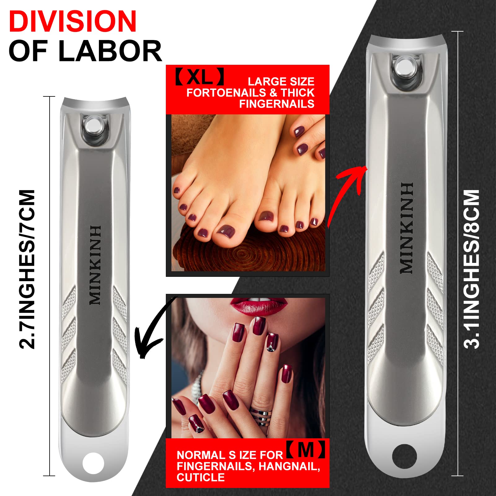 3 Pack Nail Clippers Set- Stainless Steel Fingernail & Toenail Clippers, Sharp Nail Clippers for Thick Nails or Ingrown Nails, Personal Pedicure Kit for Women and Man Gold