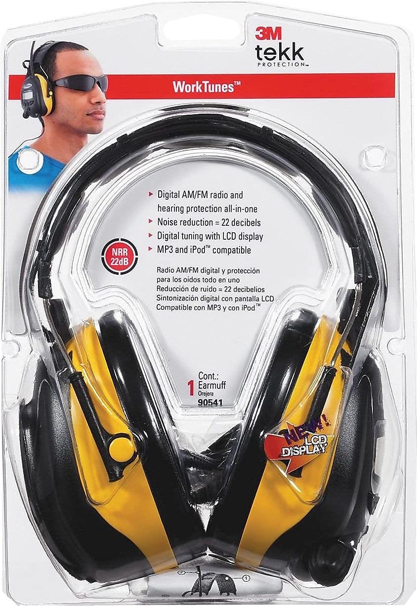 3M 9054100000V Earmuf Safety Headset w/Radio, Noise Reductn, LCD, BK/YW