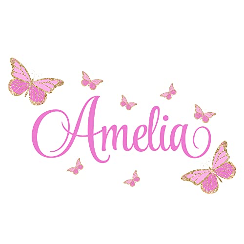 Butterfly Wall Decals - Custom Name Wall Decal β Baby Girl Wall Decor - Personalized Name Wall Decals for Girls β Kids Bedroom Nursery Decor - Butterflies Sticker
