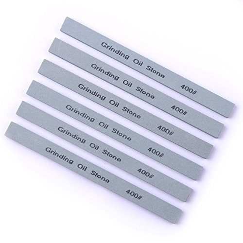 CHEERBRIGHT 400# 6pcs Green Carbon Whetstone Stone Set Sharpening OilStone Kit (5.9x0.47x0.24Inch)