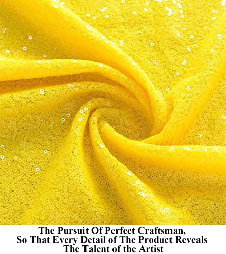 Sequin Fabric Glitter Fabric 3mm 1 Yard Sequin Fabric by The Yard Sparkly Fabric Little Mermaid Fabric Outdoor Glitter Fabric Sequence Material for Dress Clothing Wedding Home Dec (1 Yard, Yellow)