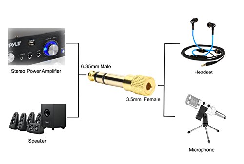 Devinal Professional 6.35mm 1/4 inch Plug to 3.5mm 1/8 inch Jack Gold Plated TRS AUX Stereo Audio Headphone Jack Adapter Converter Connector(2 Pack)