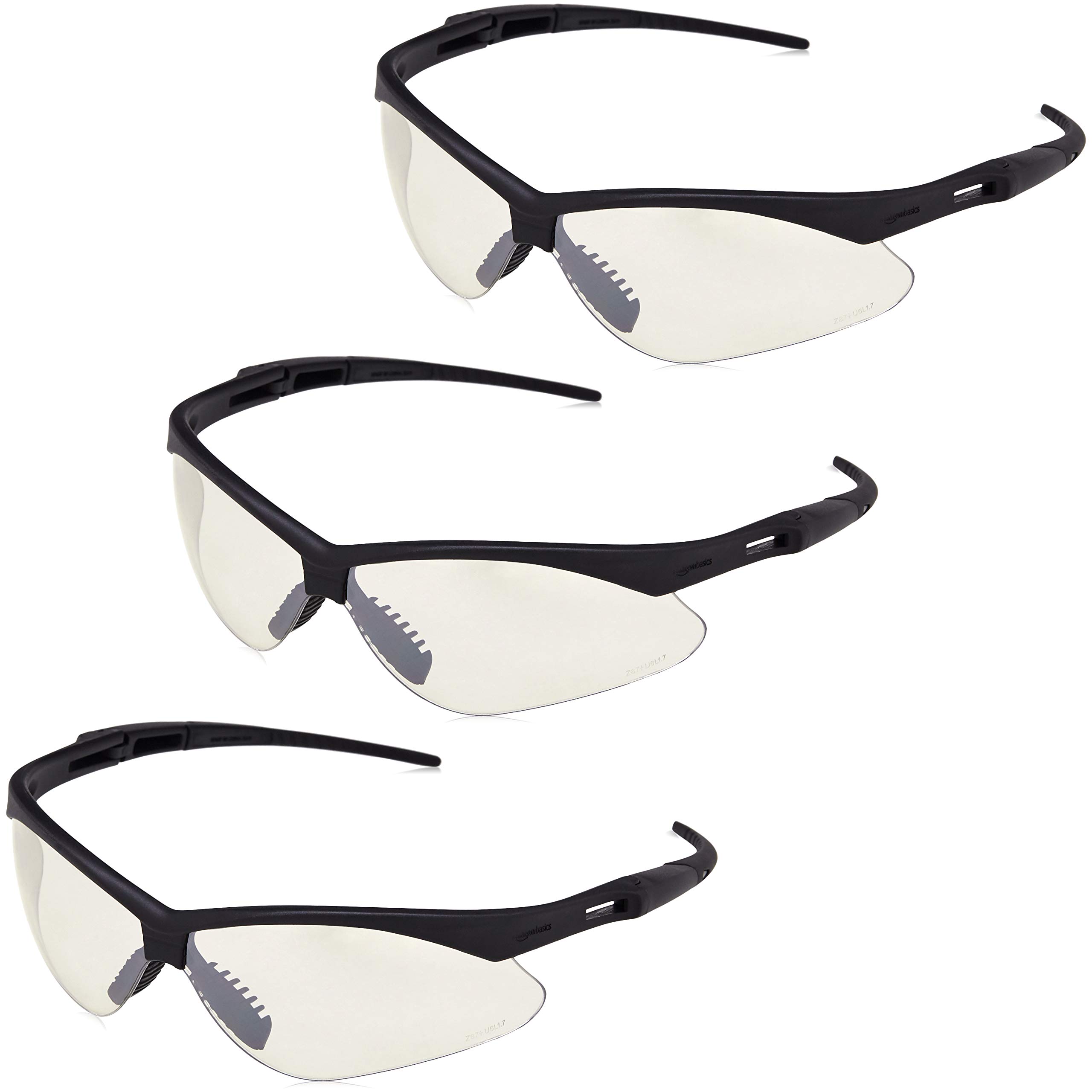 Amazon Basics Anti-Scratch Safety Glasses, UV-Resistant, Indoor/Outdoor Clear Mirror Lens, 3-Count