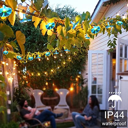 Christmas Lights Outdoor Solar Flower Light Waterproof 10LED Morning Glory Solar Fairy Decorative String Lights for Gardens Home