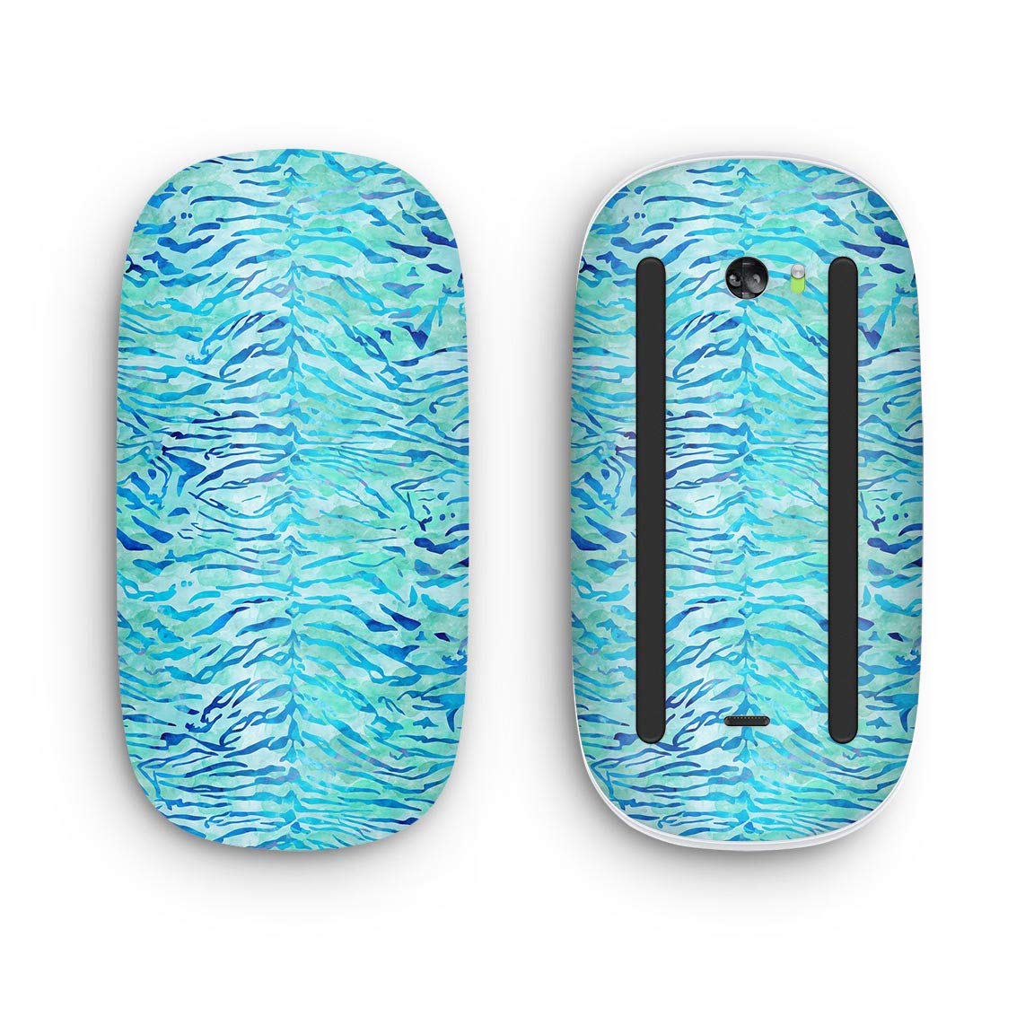Design Skinz Aqua Watercolor Tiger Pattern Vinyl Decal Compatible with The Apple Magic Mouse 2 (Wireless, Rechargable) with Multi-Touch Surface