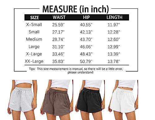 AUTOMET Womens Sweat Trendy Shorts Casual Summer Cotton Shorts Elastic Comfy Running Shorts High Waist Pockets Shorts Clothes Grey