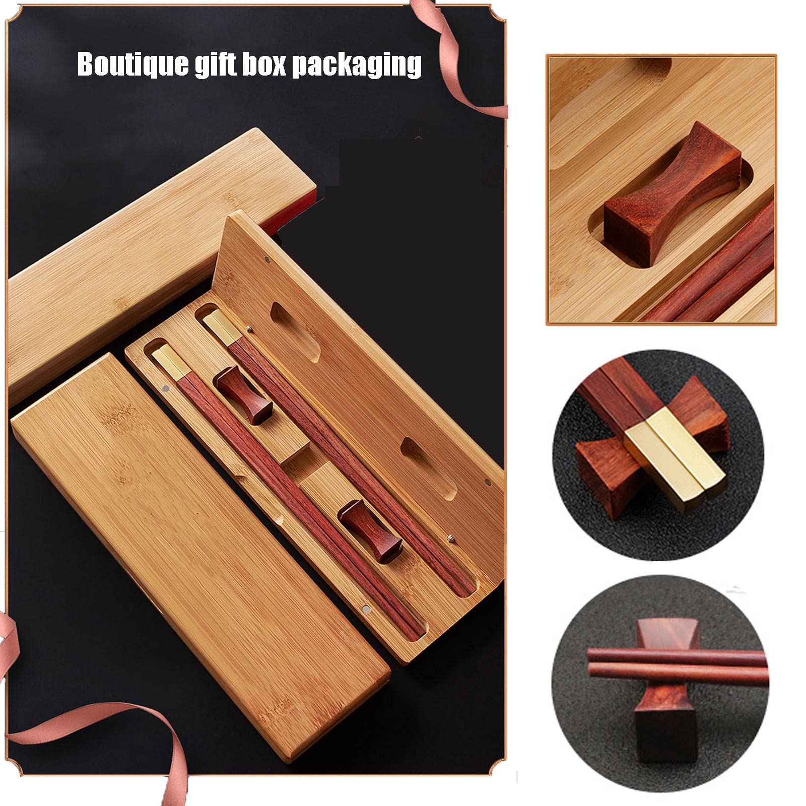 Wooden Chopsticks Reusable Bamboo Chopsticks Small Gift Boxes ,Japanese Korean Chopstick With Case,Cooking Wooden Chopsticks Suitable For Father'S Day, Mother'S Day