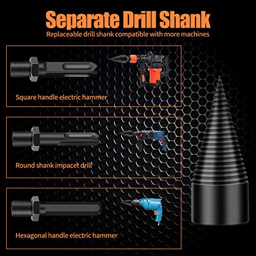 4PCS Wood Splitter Drill Bit, 32mm/42mm Splitting Wood Cone Drill Bit Screw Cone Driver-Log Splitter Firewood Machine Drill for Household Electric Drill (32MM)