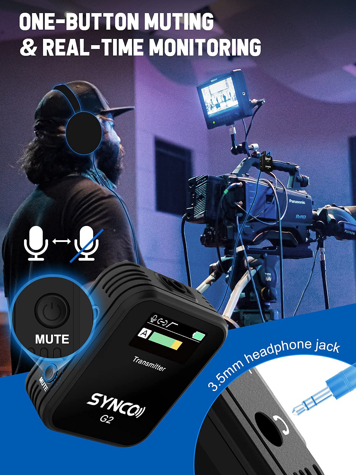 SYNCO G2(A2) Wireless Lavalier Microphone and an Extra 6M Cord lavalier Microphone