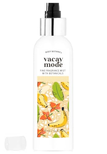 Vacay Mode Perfume Fine Fragrance Mist by Body Botanic 5 Fl Oz ~ with Botanicals and an Irresistible Blend of Ripe Banana, Juicy Mango and Creamy Caribbean Coconut and hints of Tropical Fruit