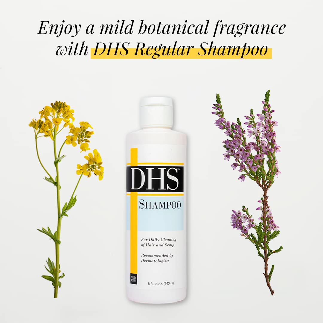 DHS Regular Scalp Shampoo 8 oz - Daily Hair Cleansing, pH Balanced Formula, Dissolves Dirt and Oil, Gentle Deep Clean with a Light, Fresh Scent (Pack of 1)