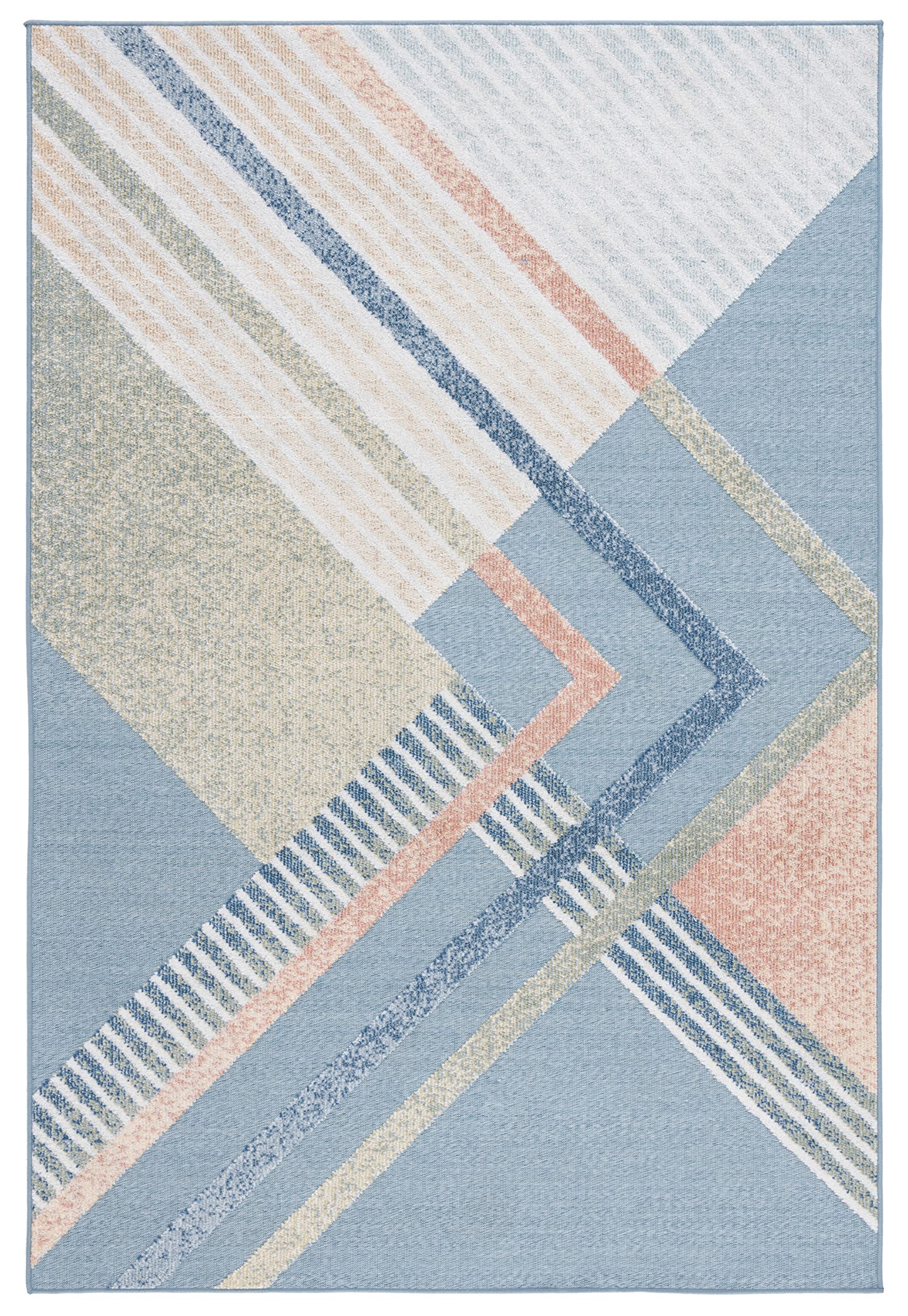 SAFAVIEH Sarasota Collection Accent Rug - 4'5" x 6'5", Blue & Light Green, Mid-Century Modern Design, Non-Shedding & Easy Care, Indoor/Outdoor & Washable-Ideal for Patio, Backyard, Mudroom (SAR102J)