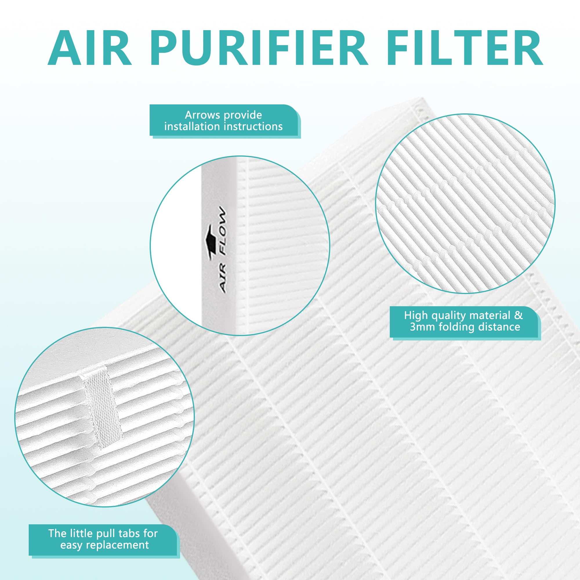 HPA300 Filter Replacement Compatible for Honey-well HPA200,HPA100 Series Filter,9 Pakcs R Filters Replacement by MIFLUS