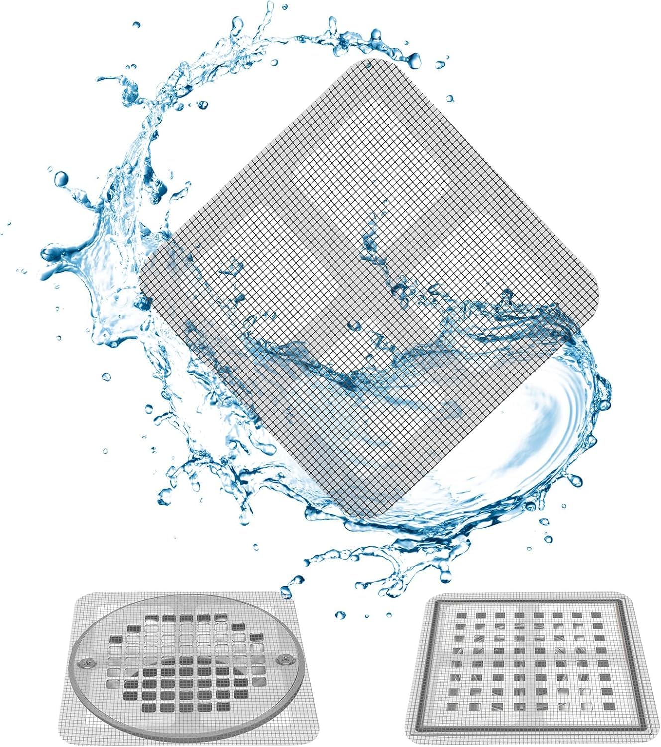 4" X 4" Sink Drain Sticker, Disposable Shower Drain Cover Hair Catcher, Shower Drain Hair Catcher, Bathroom, Laundry, Bathtub, Kitchen, Sink, for Human and pet Hair (A-50 PCS)