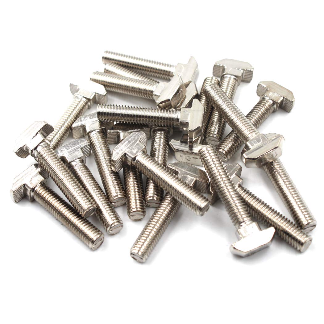 T Bolt Set Screw Bolt Fastener Tool for T-Slotted Aluminum Extrusion Nickel Plated Carbon Steel 40 Series M8X35mm 30PCS