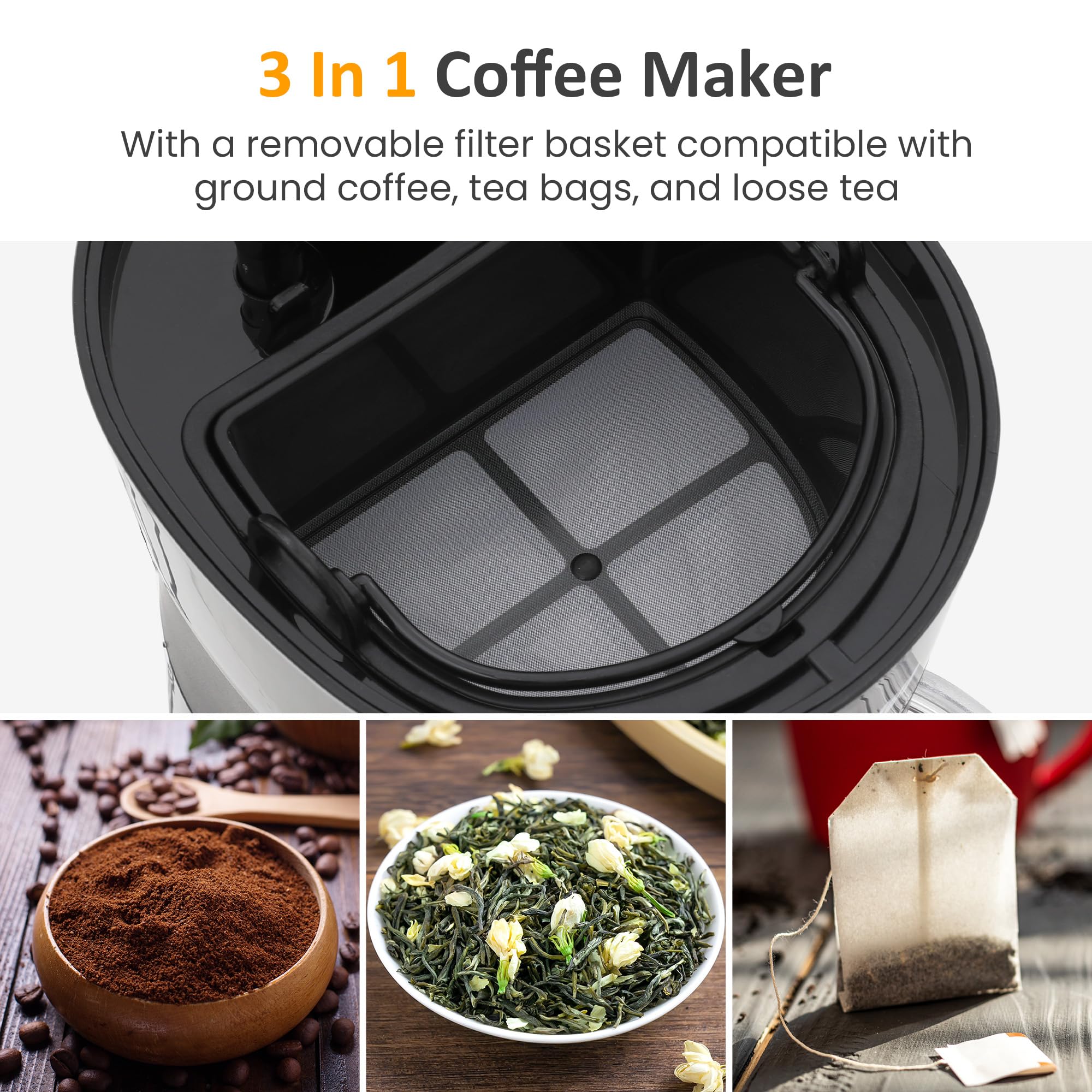 Sunvivi Iced Tea Maker with 2.5-Quart Pitcher, Iced Coffee Brewing Maker for Ground Coffee, Tea Bags, Loose Leaf Tea, 7 Cups Coffee Machines for Home, Strength Control for Flavor, Black