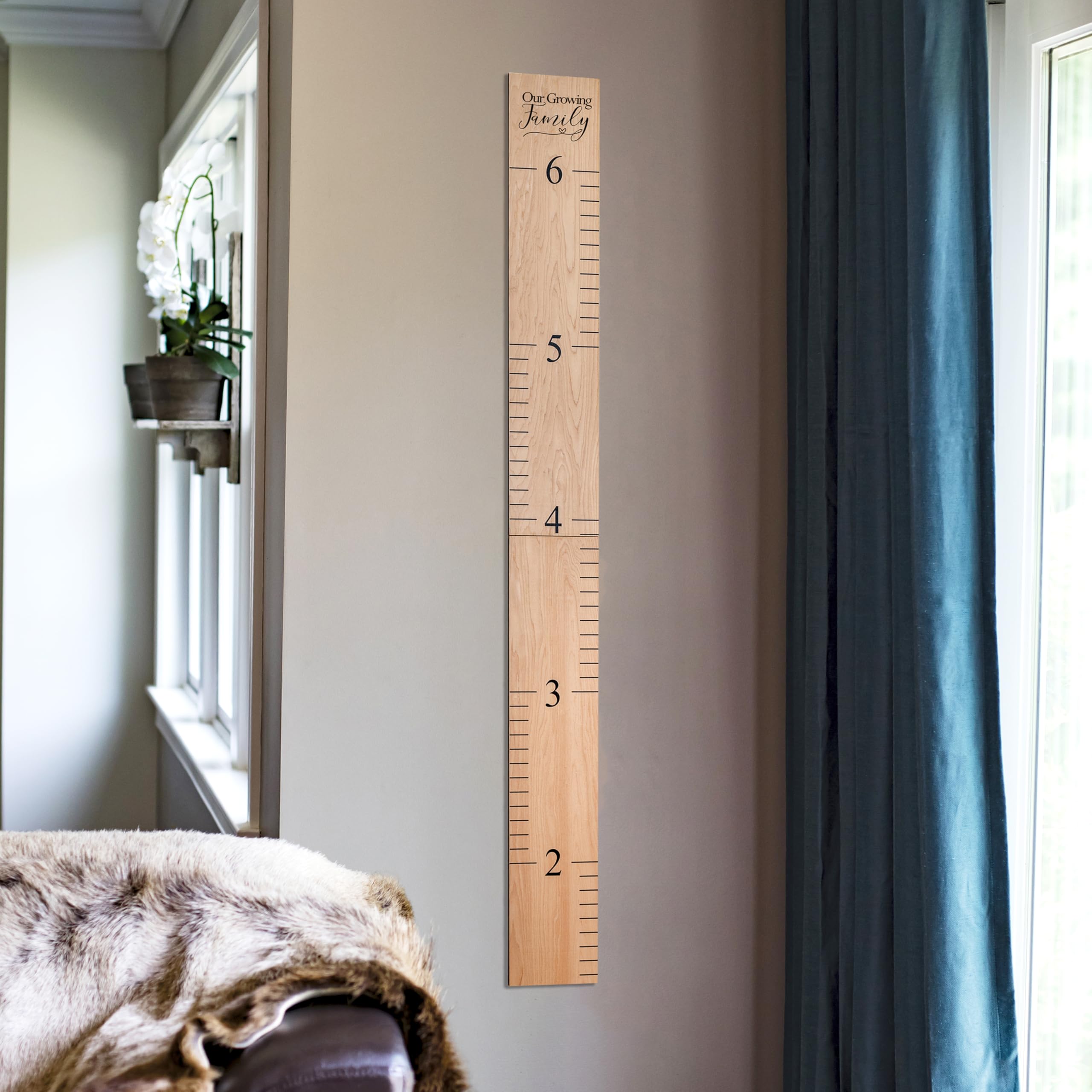 Headwaters Studio Growth Chart for Wall - Height Chart for Kids, Wooden Height Chart, Kids Height Wall Chart, Wall Measurement for Height Kids - Our Growing Family Natural (63"x6.7")