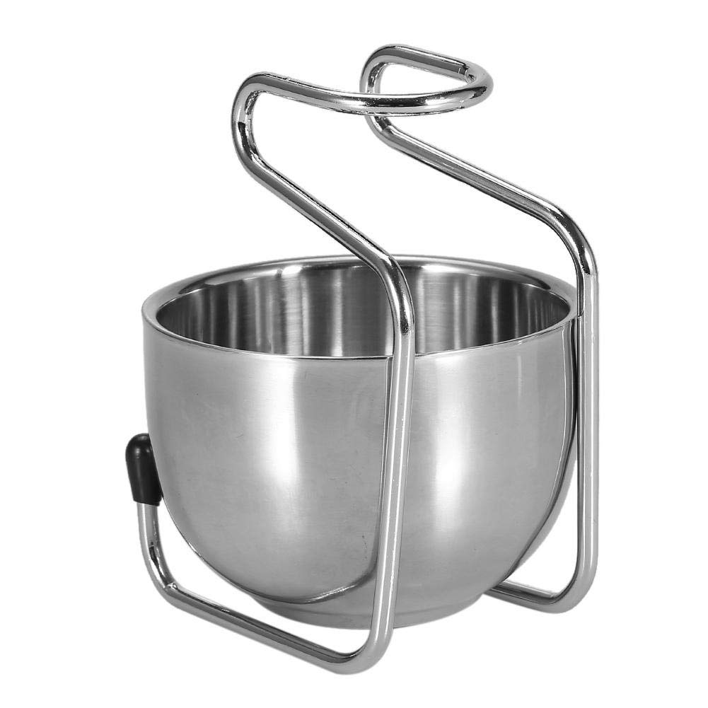 Shaving Bowl Stainless Steel, 2 in 1 Men's Shave Cup with Stand Holder Set for Safety Brush Bowl Grooming Tool Male Face Beard Cleaning
