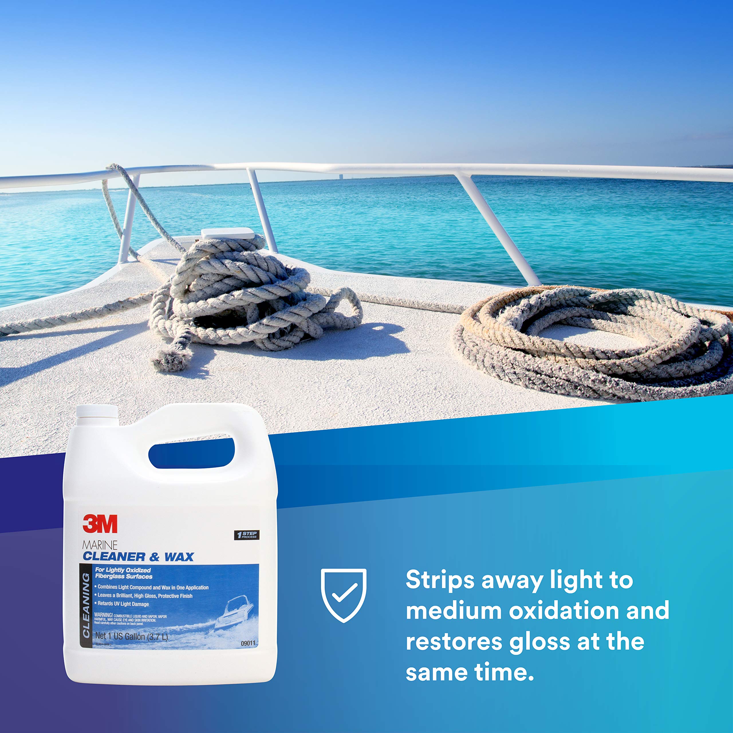 3M Marine Fiberglass Cleaner and Wax, 9011, 1 gal
