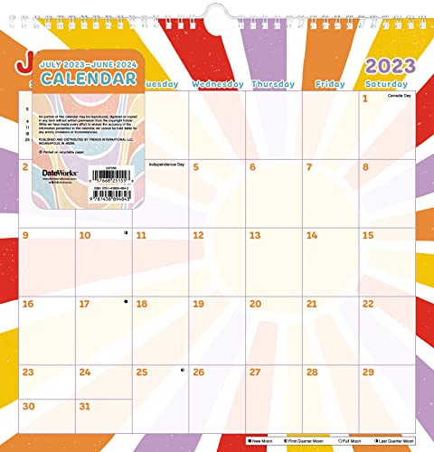 2023-2024 Groovy Academic Spiral Wall Calendar (July 2023 - June 2024)
