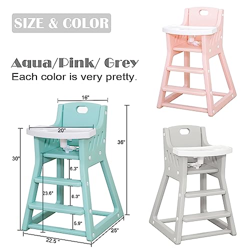 Baby Highchair,Children's Dining Chair, Safe and Solid Shape Structure Design, with Telescopic Gear Adjustable Feeding Tray, Can be Directly Washed (Grey)