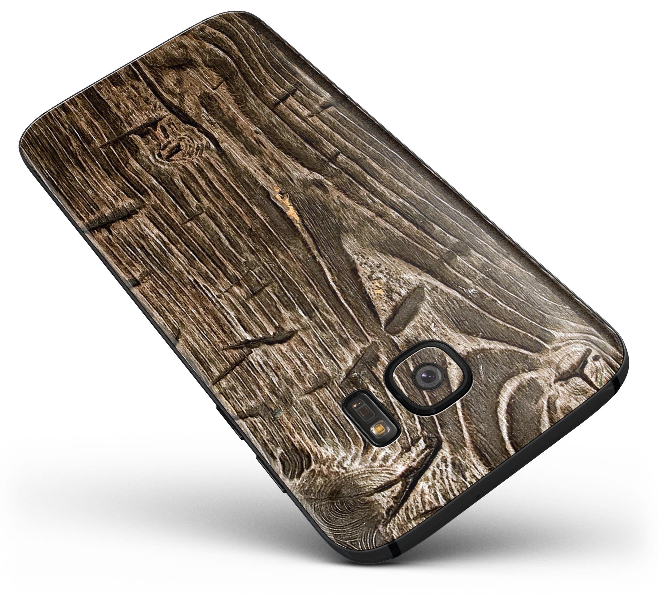 Design Skinz Design Skinz Rough Textured Dark Wooden Planks Full-Body Wrap Decal Skin-Kit for The Galaxy S9 Plus