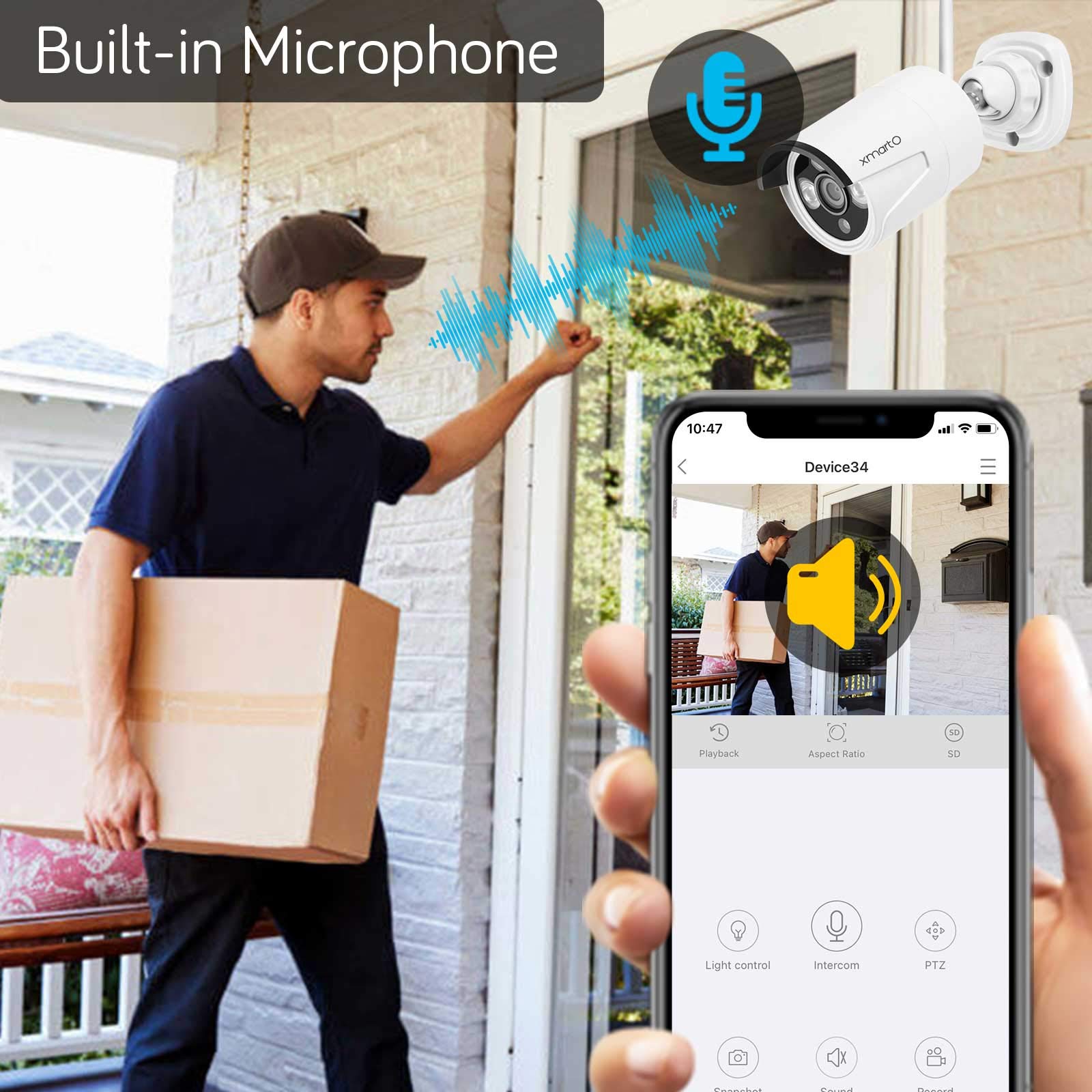 xmartO WB2024-W 2K 3MP Super HD WiFi Home Security Camera with Built-in Microphone (add-on Camera with 3.6mm Lens,Pack of 2, Requires 5MP NVR to Work)