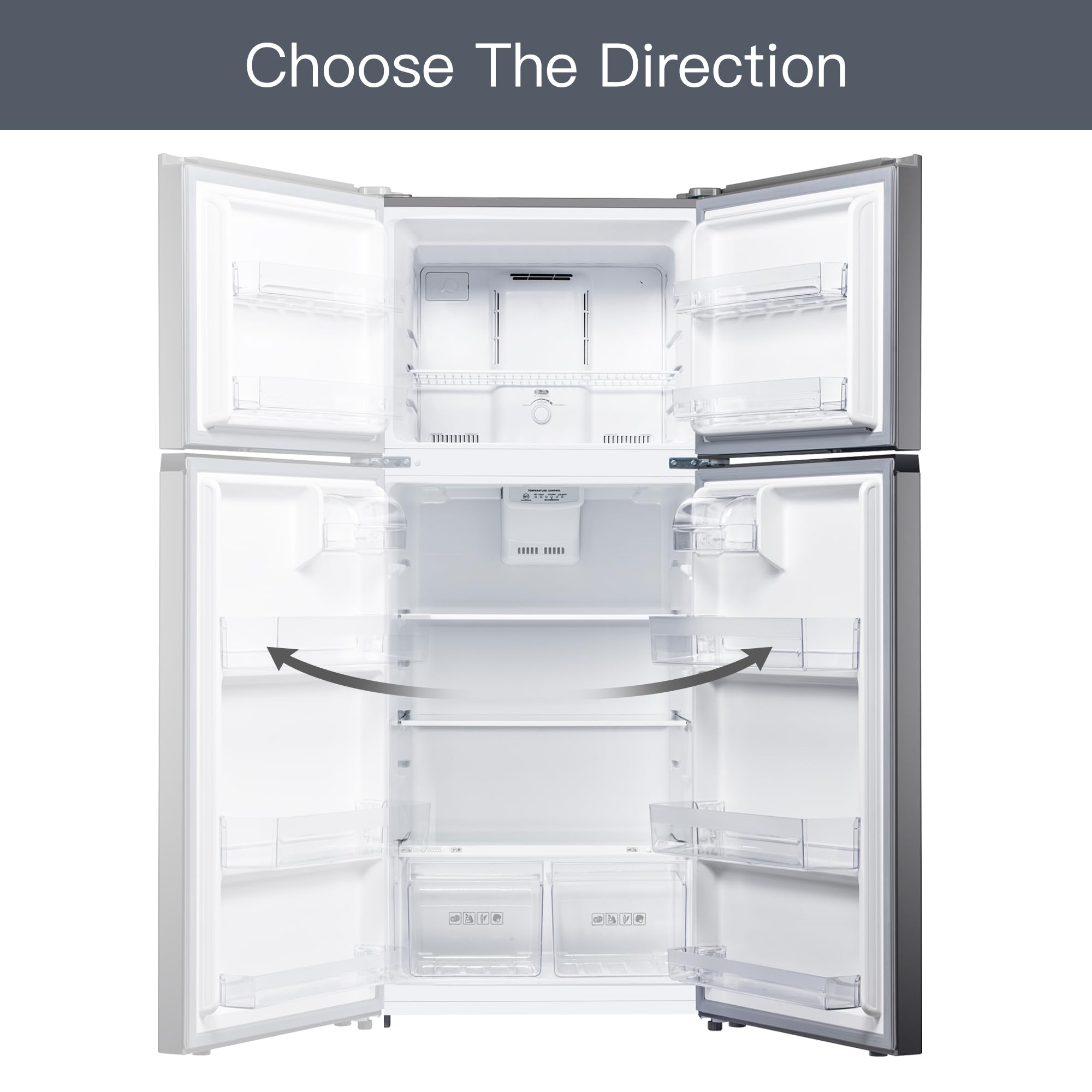 THFRIONE 30“ Top Freezer Refrigerator with 17.6 Cu. Ft.Capacity, Adjustable Thermostat Control, Full Size Freestanding Frost Free Fridge for Garage/Office/Home/Apartment, Stainless Steels Grey