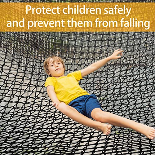 Climbing Cargo Net 6.5 x 9.8 ft Large Kids Backyard Climbing Net Double Layers Playground Safety Net with Storage Bag for Monkey Bar, Treehouse Accessories (Black)