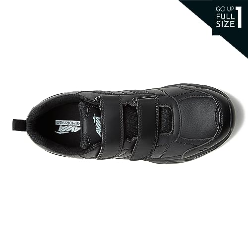 Avia Avi-Union II Strap Non Slip Shoes for Men, Hook and Loop Mens Walking Shoes with Memory Foam - Black/Dark Grey, 10.5 Wide