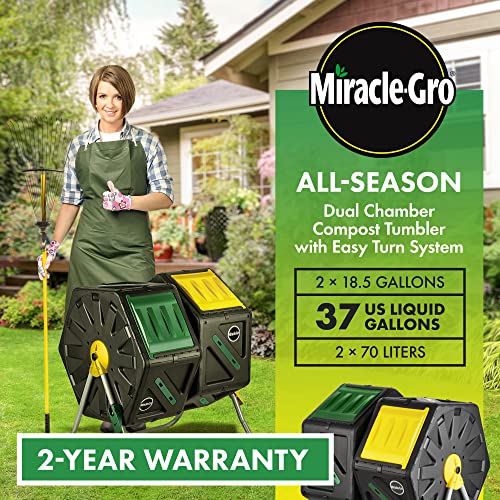Dual Chamber Compost Tumbler β Easy-Turn, Fast-Working System β All-Season, Heavy-Duty, High Volume Composter with 2 Sliding Doors - (2 β 18.5gallon /70 Liter)
