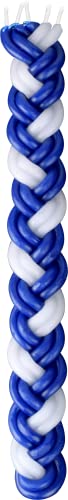 Braided Havdalah Candle - Large Blue and White Paraffin Wax - Handcrafted Havdallah Candle - Shabbat Judaica Gift - Ner Mitzvah