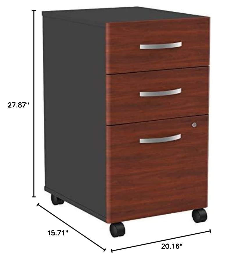 Bush Business Furniture Series C 3 Drawer Mobile File Cabinet, Hansen Cherry