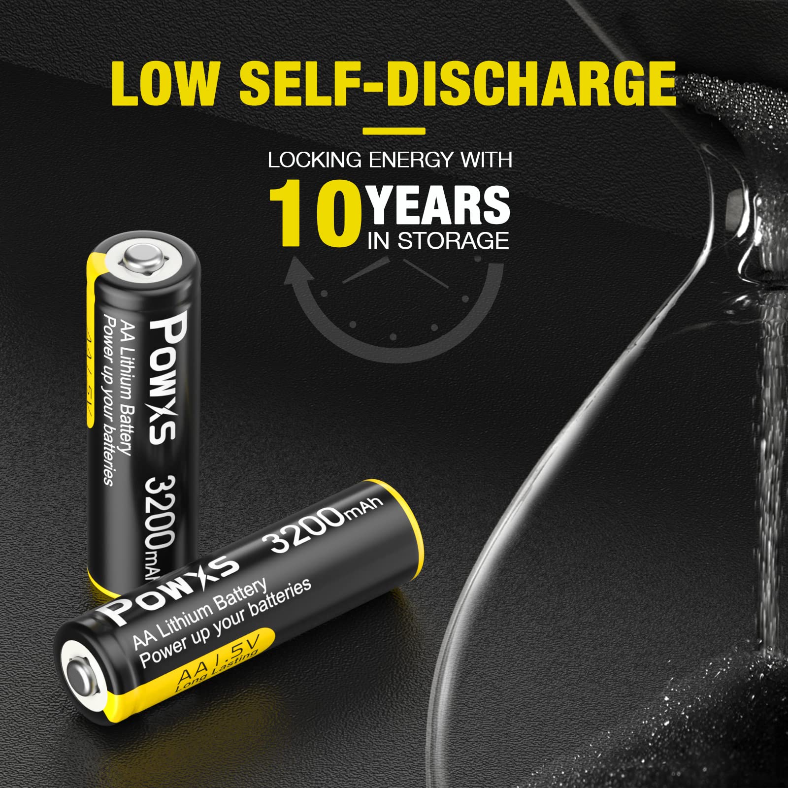 POWXS AA Lithium Batteries, 16 Pack 1.5V Lithium Iron Double A Batteries 3200mAh Super Capacity for Blink Camera, Video Doorbell, Flashlight, Toys, Remote Control 【Non-Rechargeable】