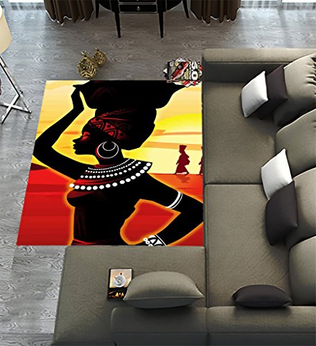 Custom African Woman Area Rugs Carpet,African Woman Modern Carpet Floor Rugs Mat for Home Living Dining Room Playroom Decoration Size 7'x5'