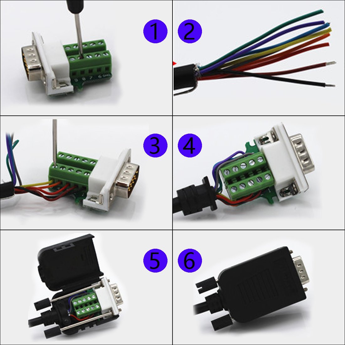 YIOVVOM DB9 Breakout Connector to Wiring Terminal RS232 D-SUB Male Serial Adapters Port Breakout Board Solder-Free Module with case(Female Serial Adapter)