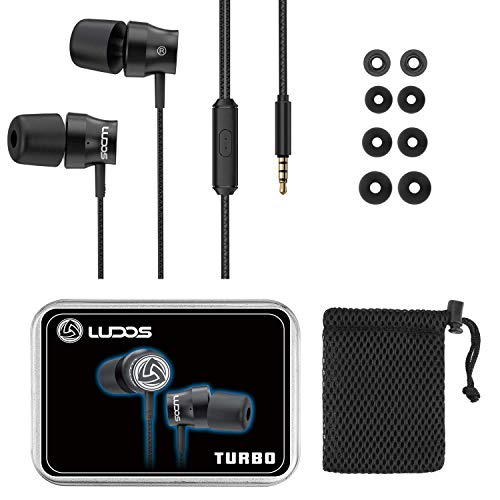 LUDOS Wired-Earbuds-Earphones-Headphones-Microphone, Turbo Ergonomic Earphone with Mic, Memory Foam, Durable Cable, Bass, Auriculares in-Ear Headphones for iPhone, iPad, Apple, Computer, Laptop, PC
