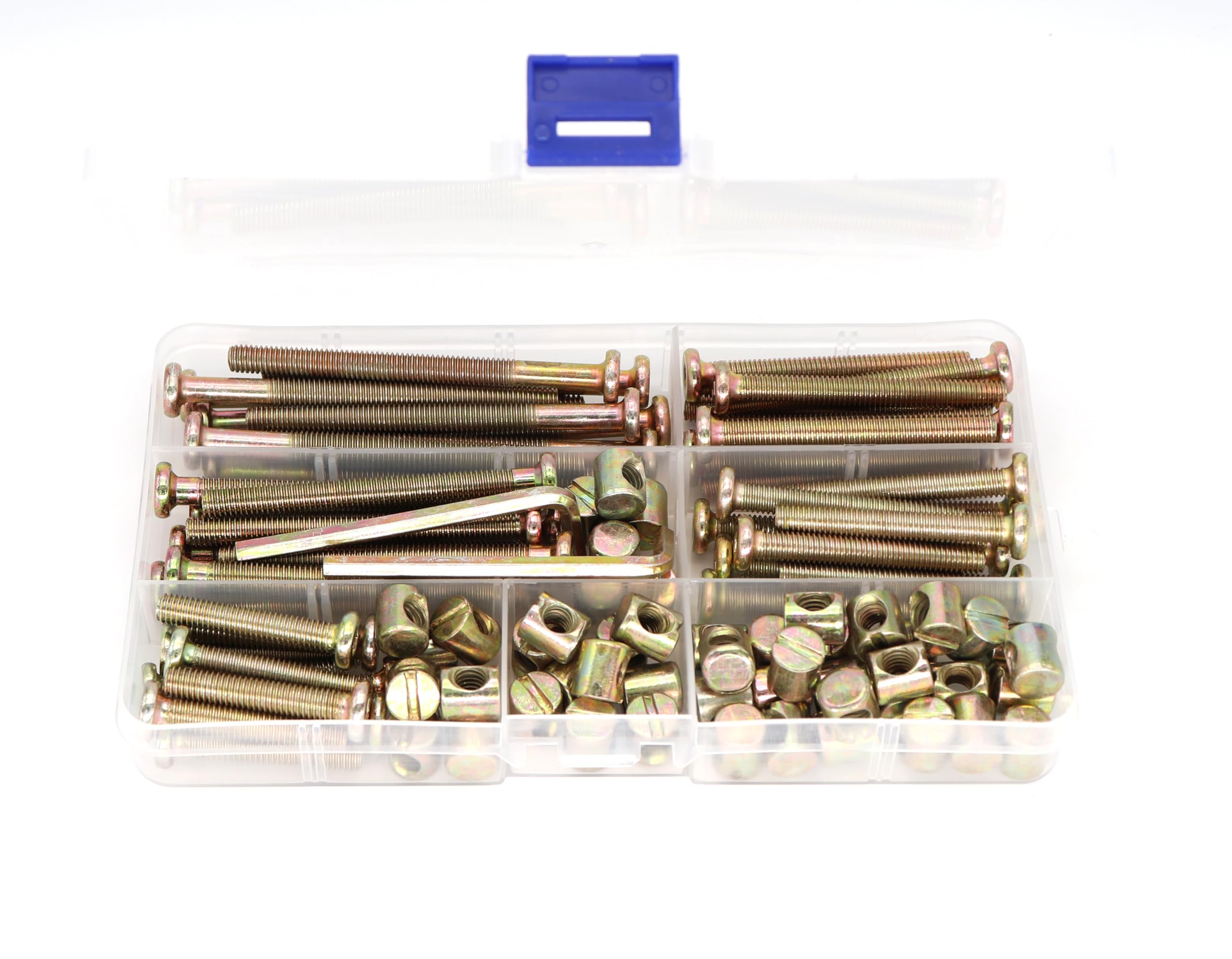 Crib/Bunk Bed Screws Replacement Parts, binifiMux 100pcs M6 x 35mm/ 45mm/ 55mm/ 65mm/ 75mm Hex Drive Socket Cap Bolts Barrel Nuts Assortment Kit for Delta Dream on me Cribs